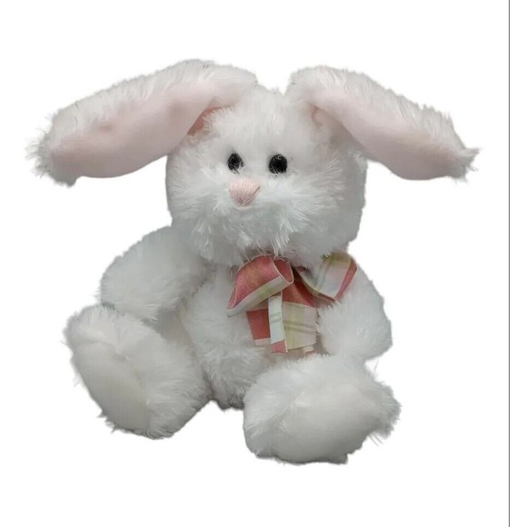 Hallmark | Toys | 9 Hallmark Soft White Bunny Rabbit Plaid Bow Plush ...